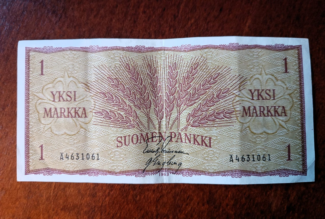 1 markan seteli 1963 | Tori
