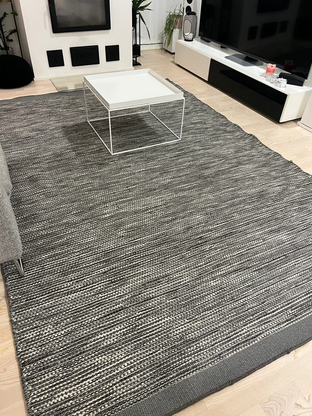 Linie Design Asko Teal harmaameleerattu villamatto (100 % villaa ...