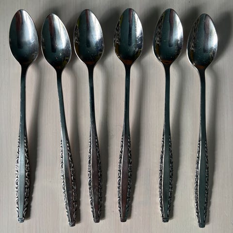 Ruusu-sarjan kahvilusikat 6kpl,hopea. | Tori