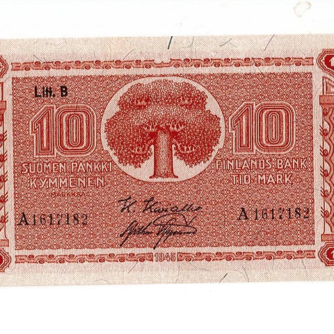 Suomi Seteli 10 Markkaa 1945 Liit.B No N-7172085 | Tori