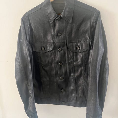 Tigha denim biker jacket used look, size M, black | Tori