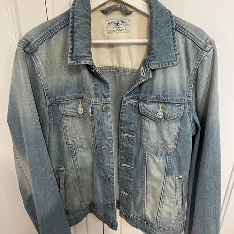 Tigha denim biker jacket used look, size M, black | Tori