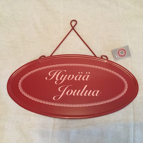 Joulu Joulukoriste Tervetuloa-kyltti puu ovelle 32,5cm x 11cm | Tori