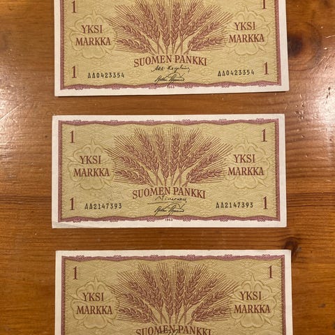 Yksi markka, Suomen Pankki | Tori