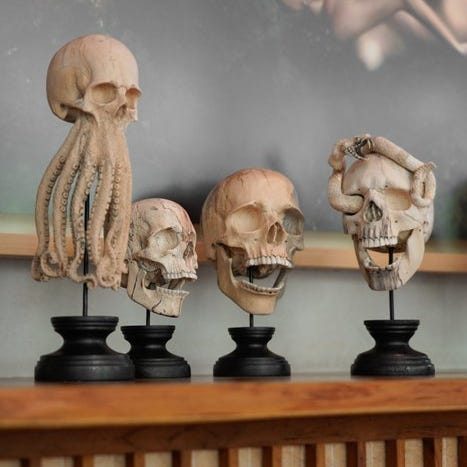 Kaiverrus, Stunning Wooden Human Skull With A Beautiful Grain - 18 cm ...