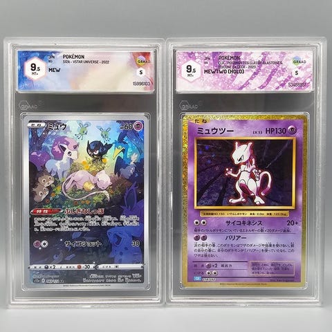 Pokémon - 2 Graded card - Mewtwo & Mew -> AR & Base Set Classic - Graad ...