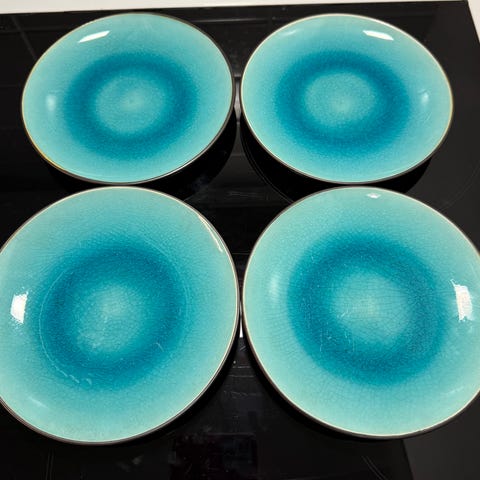 Indiska Crackle lautanen turkoosi 4 kpl | Tori