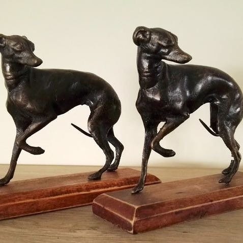 Figuriini - Greyhound busts / bookends (2) - Rauta | Tori