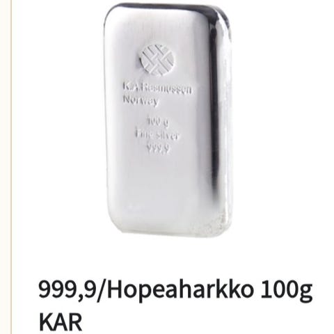 Uusi paketoitu suojakalvoon Rasmussen 1kg hopeaharkko | Tori